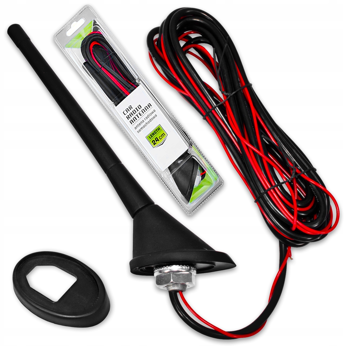 ANTENA RADIOWA SAMOCHODOWA DO RADIA GUMOWA ZE WZMACNIACZEM 24CM UNI 5904378585211 za 45.00PLN z ...