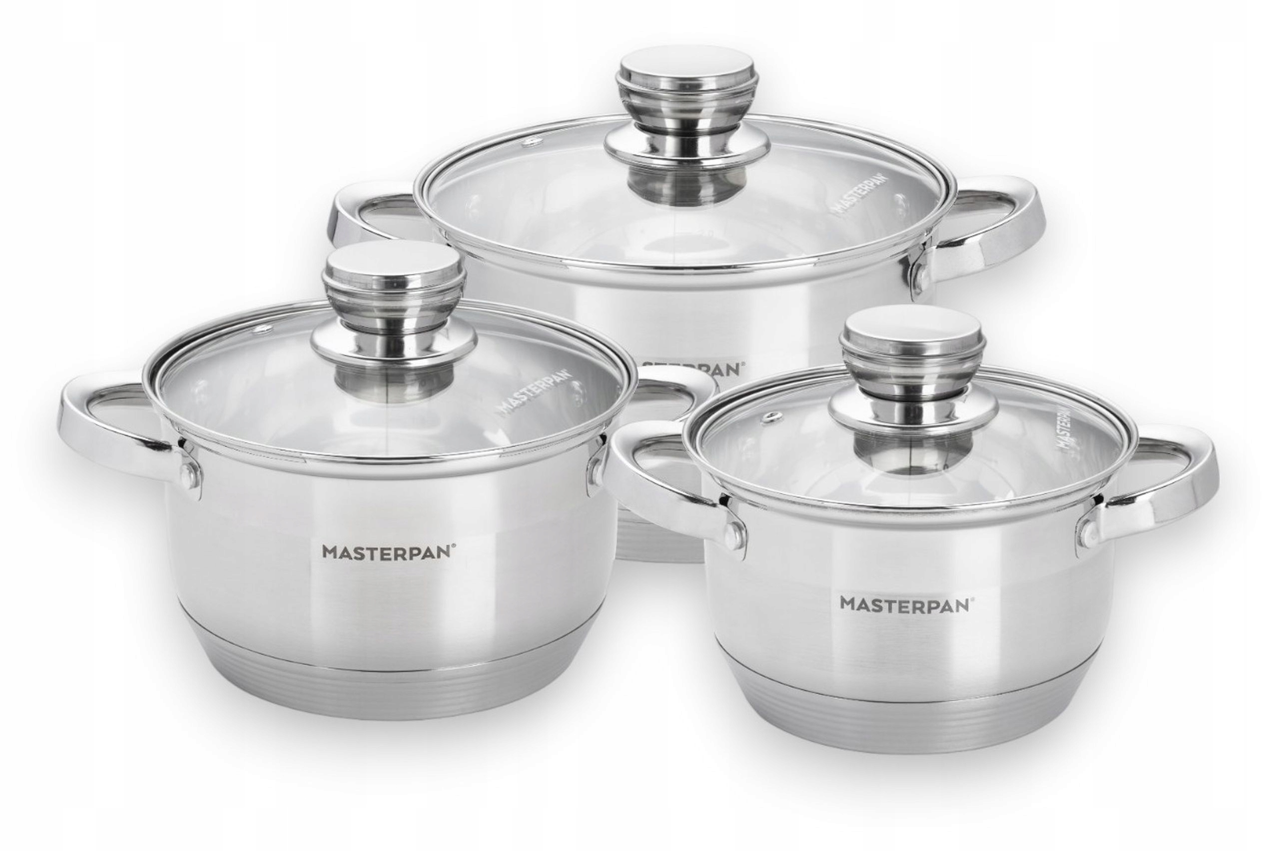 Komplet Zestaw Garnków ze Stali Nierdzewnej Indukcja Gaz 6 el Dno 7 ...