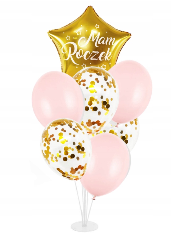 ZESTAW BALONY na ROCZEK złote i różowe STOJAK (5905141800142) • Cena ...