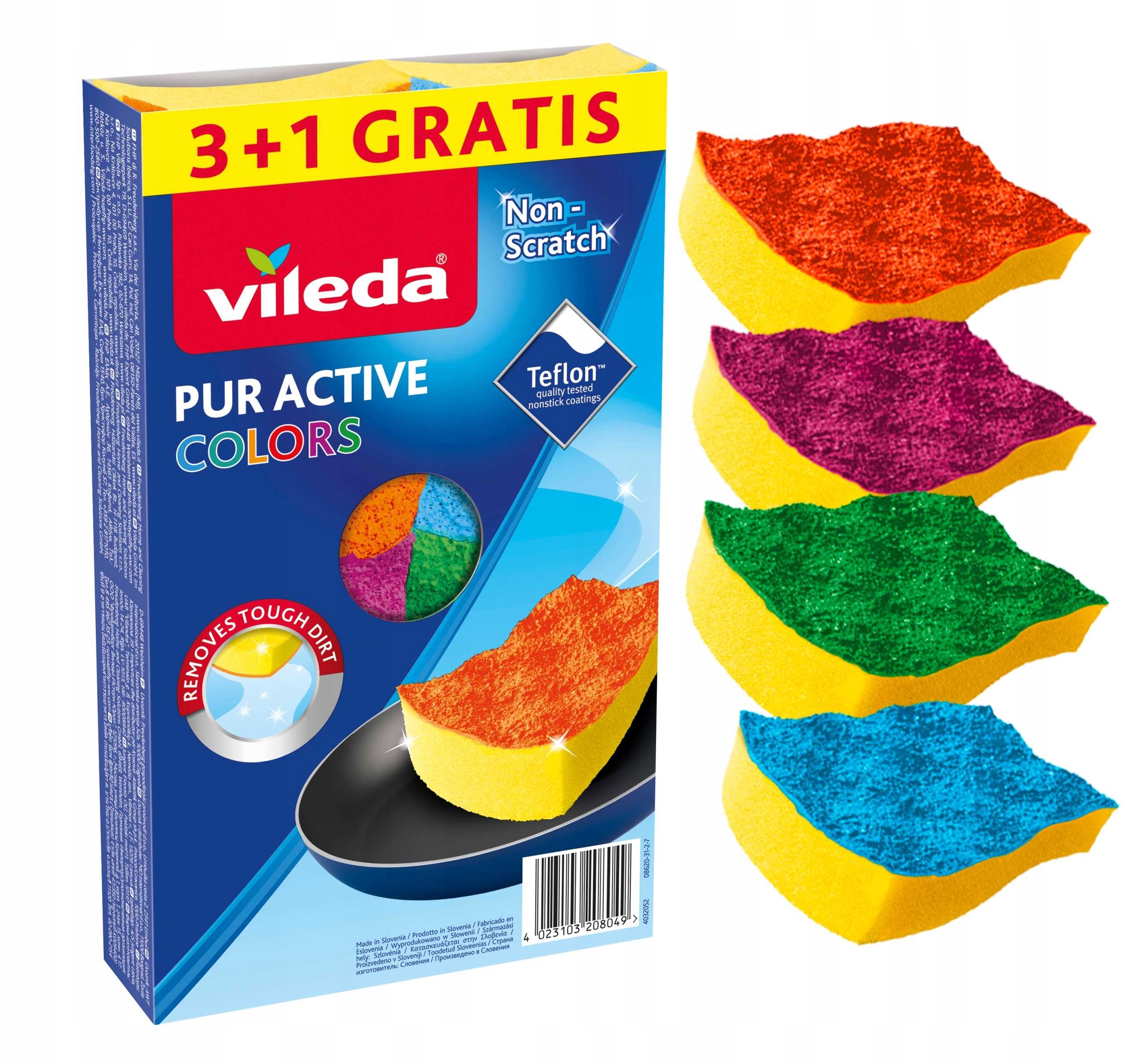 ZMYWAKI PUR ACTIVE COLOR DO MYCIA NACZYŃ NIE RYSUJE POWIERZCHNI 4SZT ...