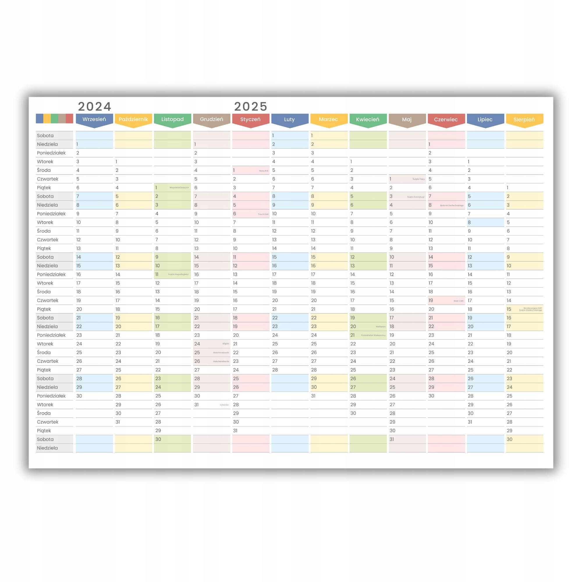 Nástenný plánovač školský kalendár 2024/2025 B1 suchá DÚHA - Allegro