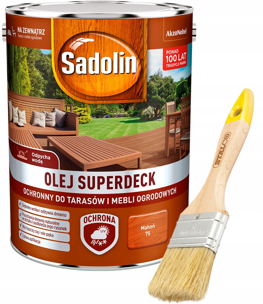 SADOLIN OLEJ SUPERDECK DO TARASÓW Mahoń 5L + • 185,16 zł • Oleje ...