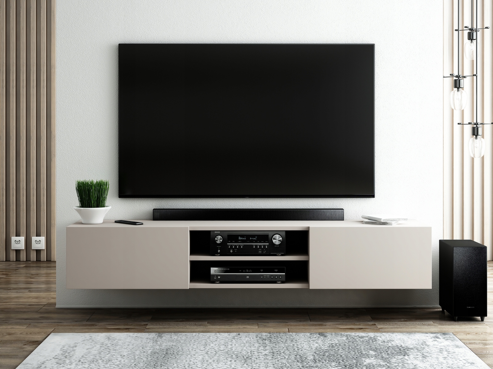 Szafka Wisząca pod TV RTV Nowoczesna 120cm Kaszmir • Cena, Opinie ...