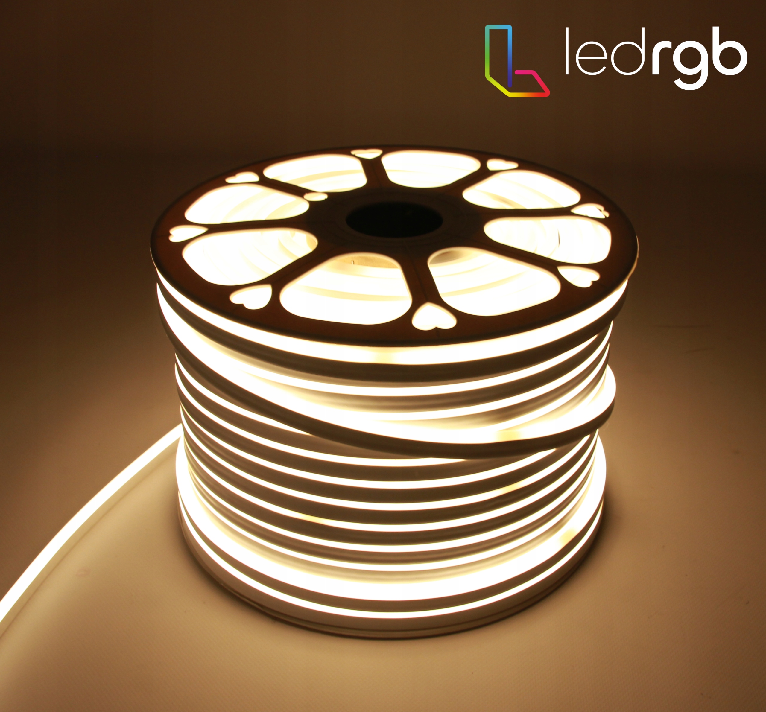 Taśma LED NEON 2835 220V 230V 100m 3000K BIAŁA CIEPŁA WODOODPORNA IP67 ...