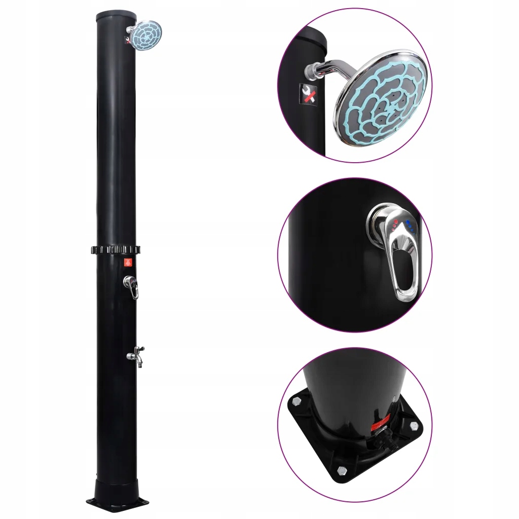 Solární sprcha 16 x 220 cm, černá, 40 l - Allegro