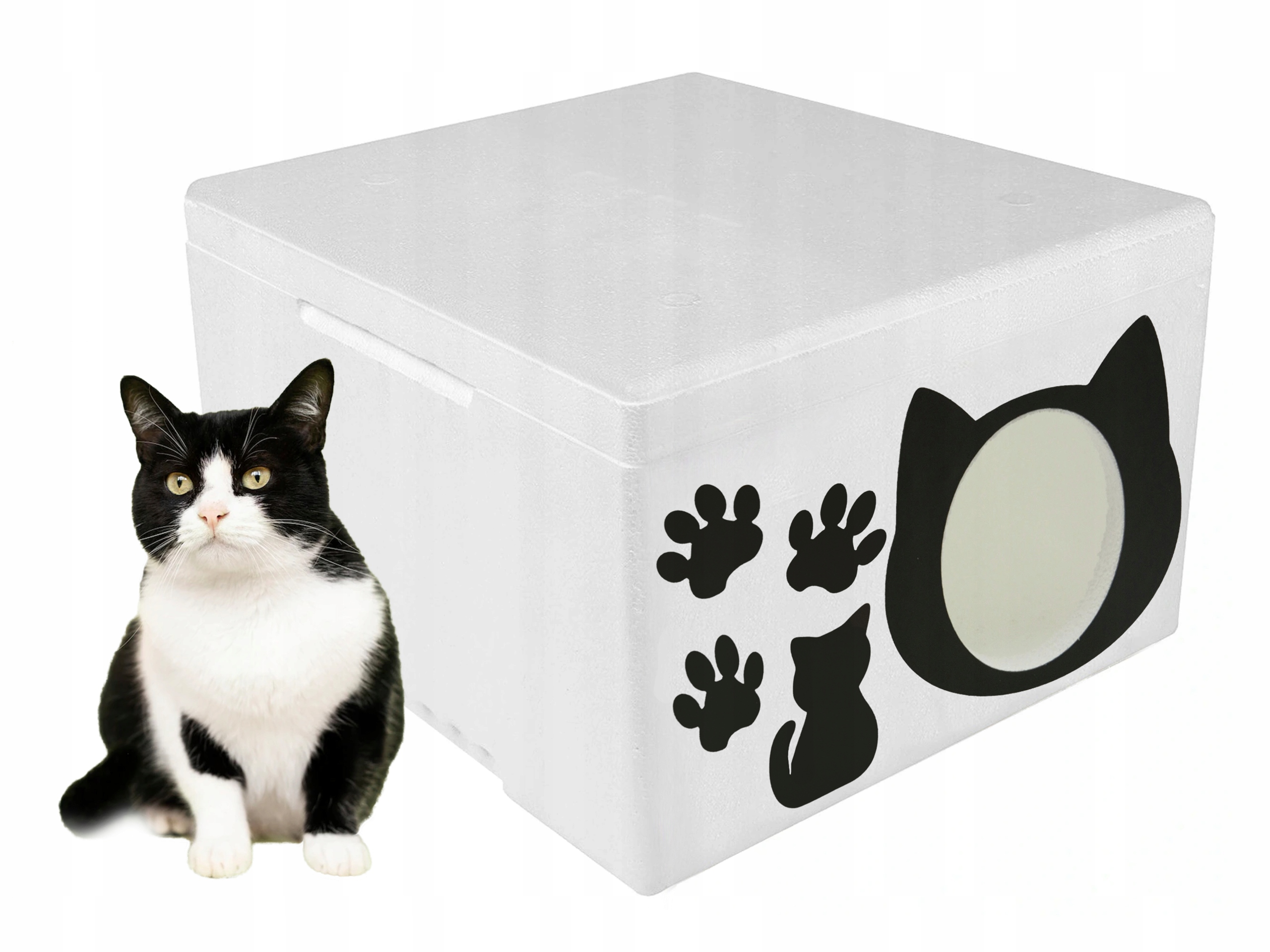 POLYSTYRÉNOVÝ DOMČEK TEPLÁ BÚDA BÚDKA PELECH POSLANIE PRE MAČKU NA ZIMU ...