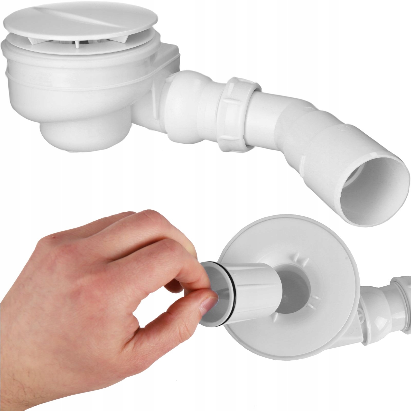 Syfon brodzikowy 90 mm czyszczony od góry korek biały okrągły do ...