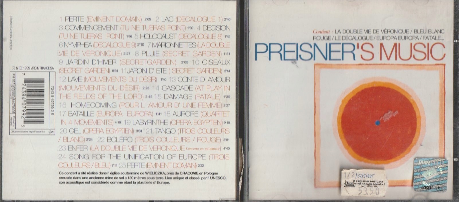 Płyta CD Zbigniew Preisner - Preisner's Music 1995 I Wydanie ...