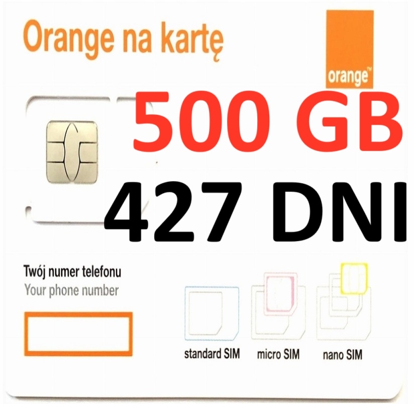 INTERNET MOBILNY NA KARTĘ ORANGE 500 GB ROK i 2MC KARTA SIM 4G 5G ...