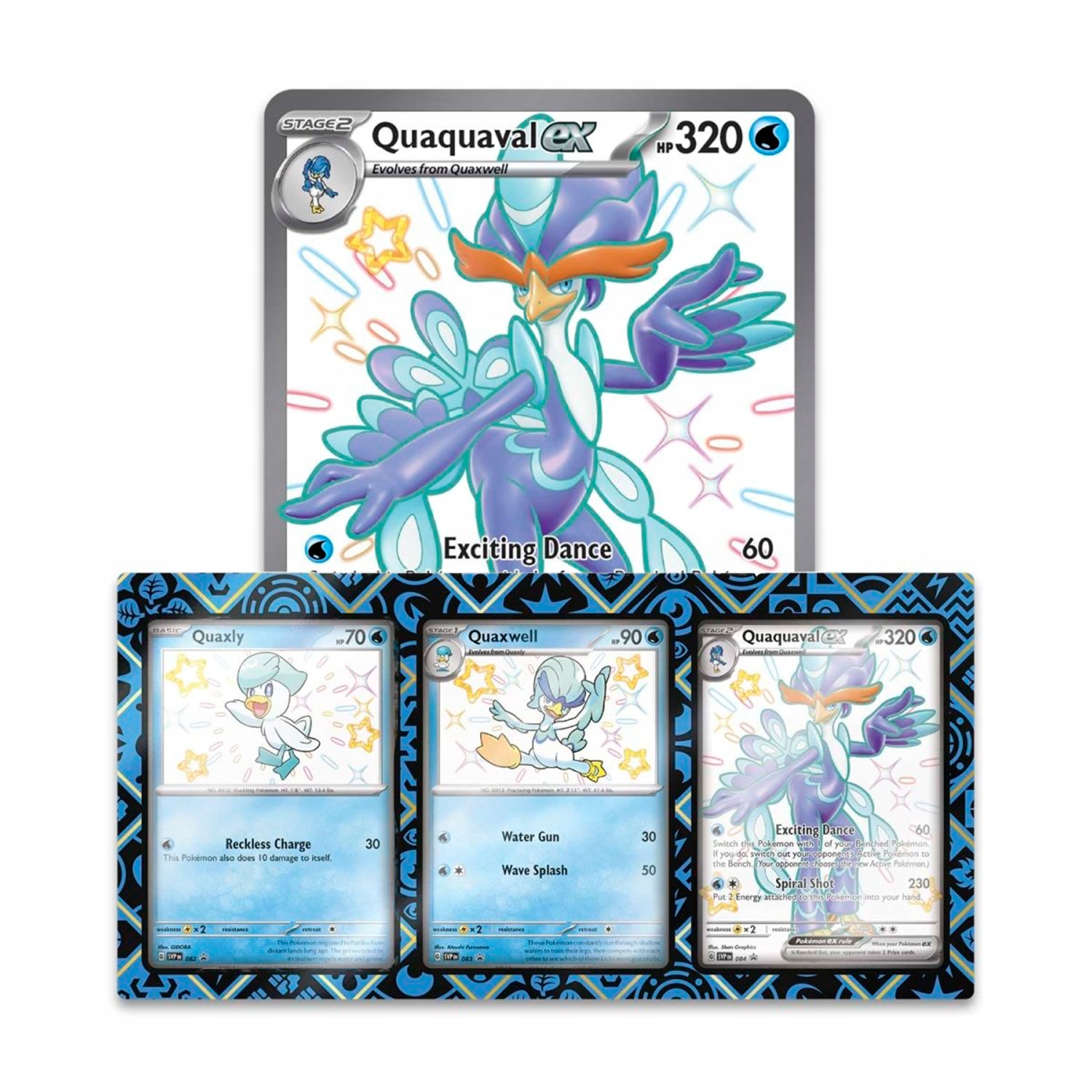 Pokemon TCG: Magnetyczny display + 3x Shiny Promo + Jumbo [Quaquaval ...