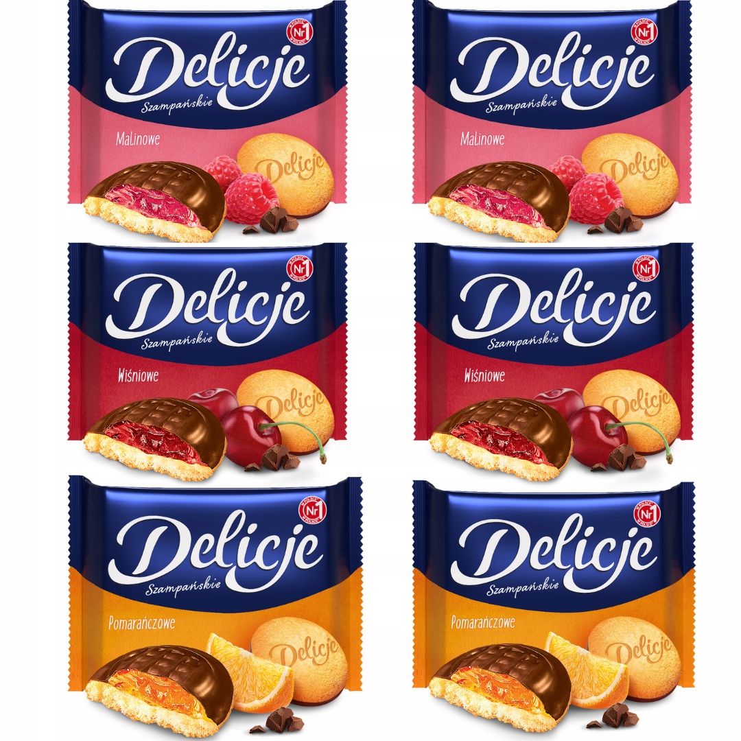 Zestaw ciastka delicje duże biszkopty mix smaków 294 g x 6 sztuk do ...
