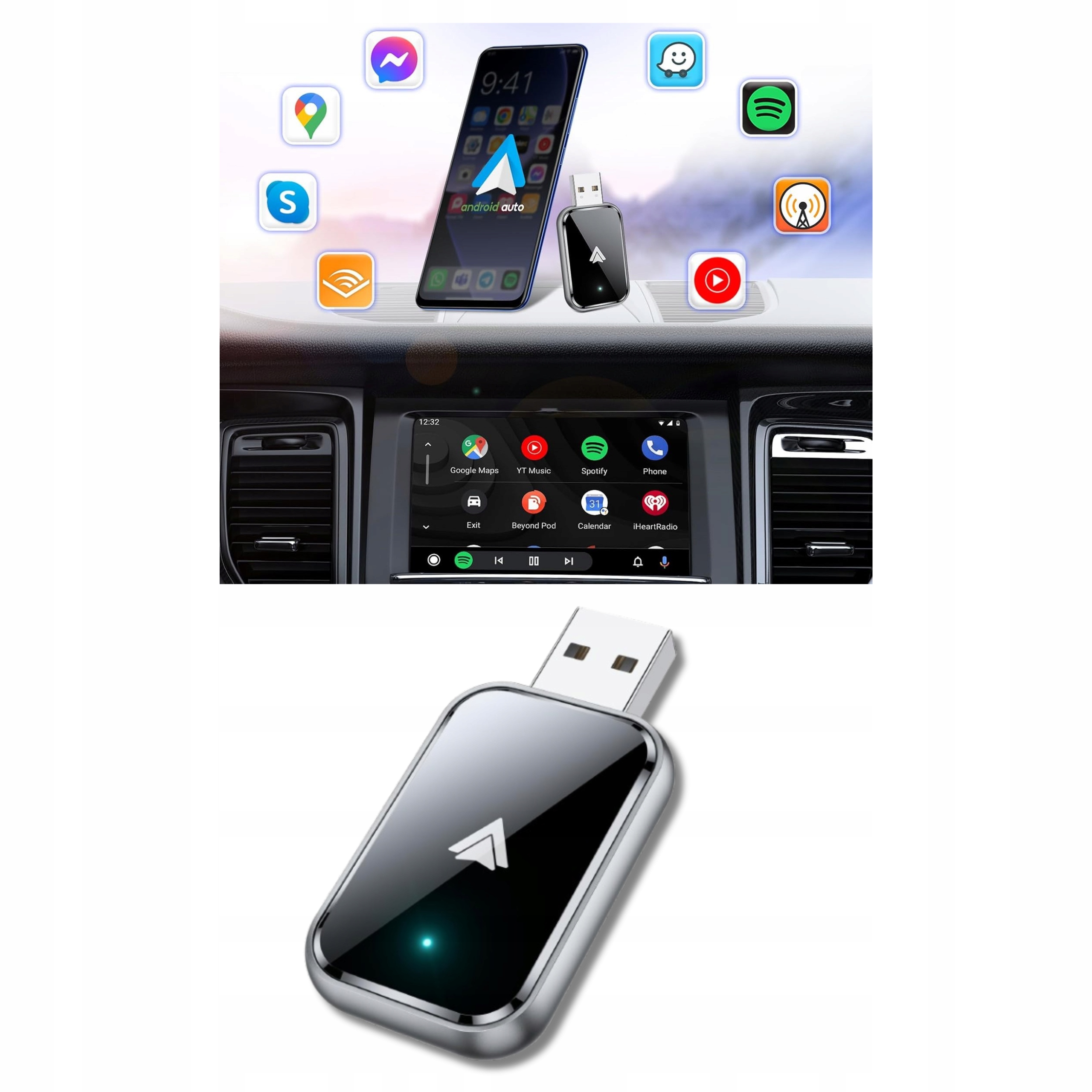 Adapter Carlink 5.3 Carplay Mini Android Auto Bezprzewodowy WiFi ...