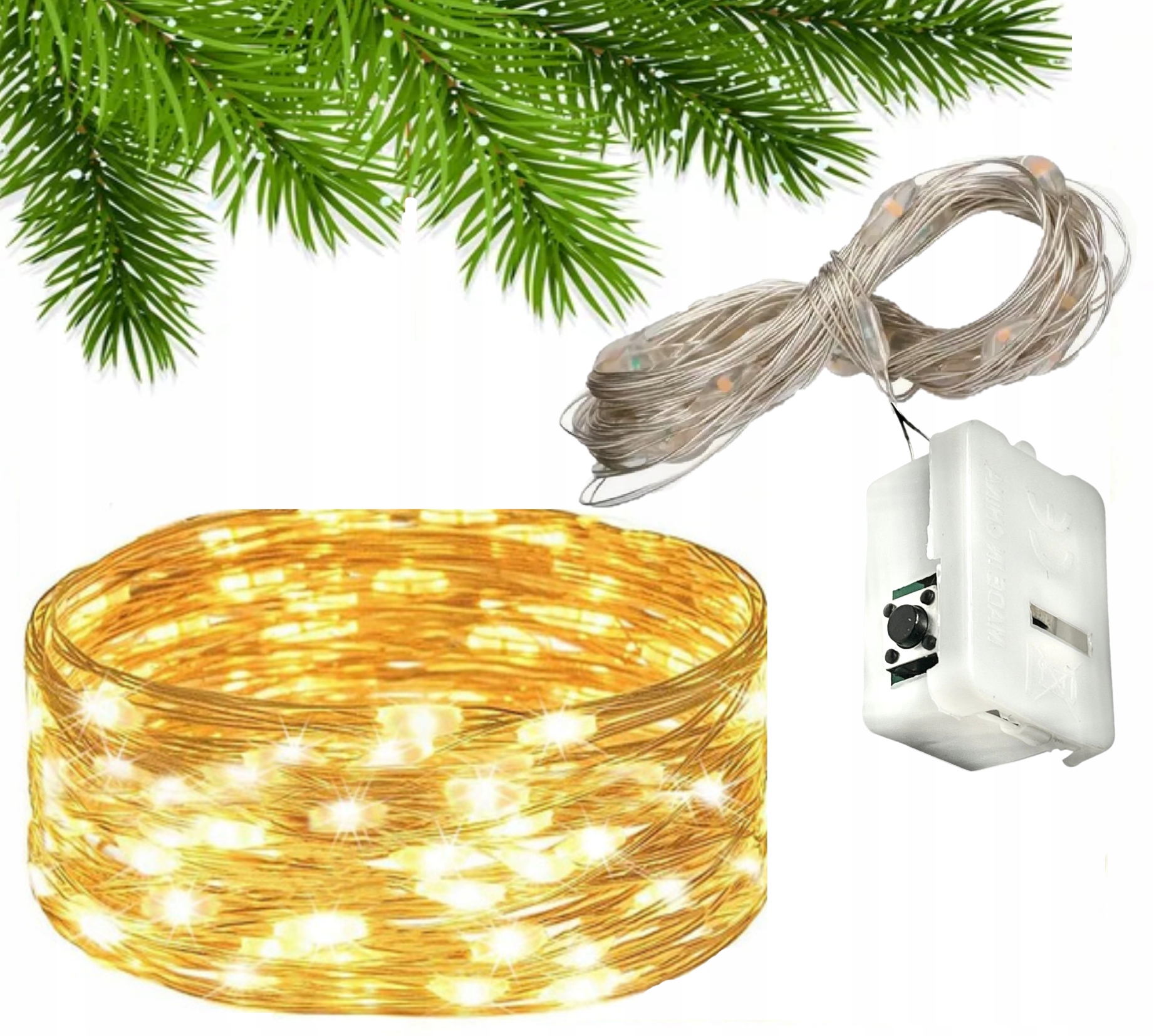 LAMPKI LED CIEPŁE ŚWIATEŁKA CHOINKOWE NA DRUCIKU GIRLANDA ŚWIĄTECZNY ...