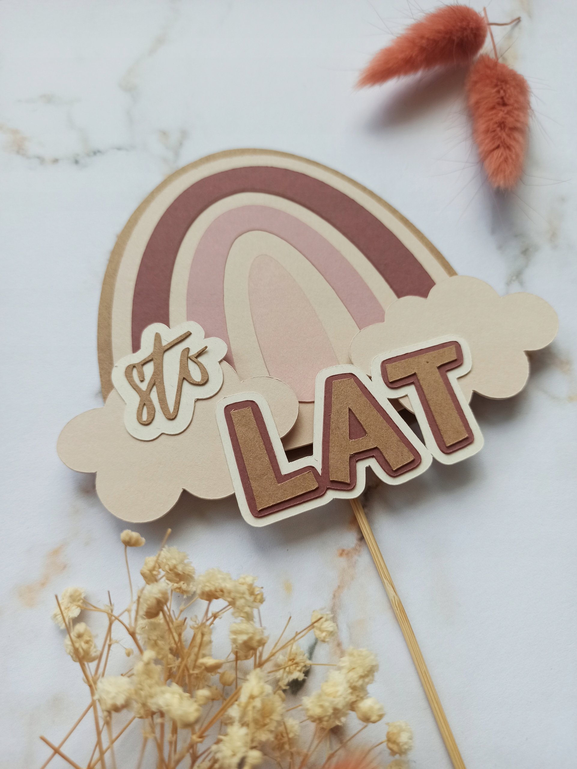 Topper na tort boho tęcza z napisem Sto Lat • Cena, Opinie • Dekoracje ...