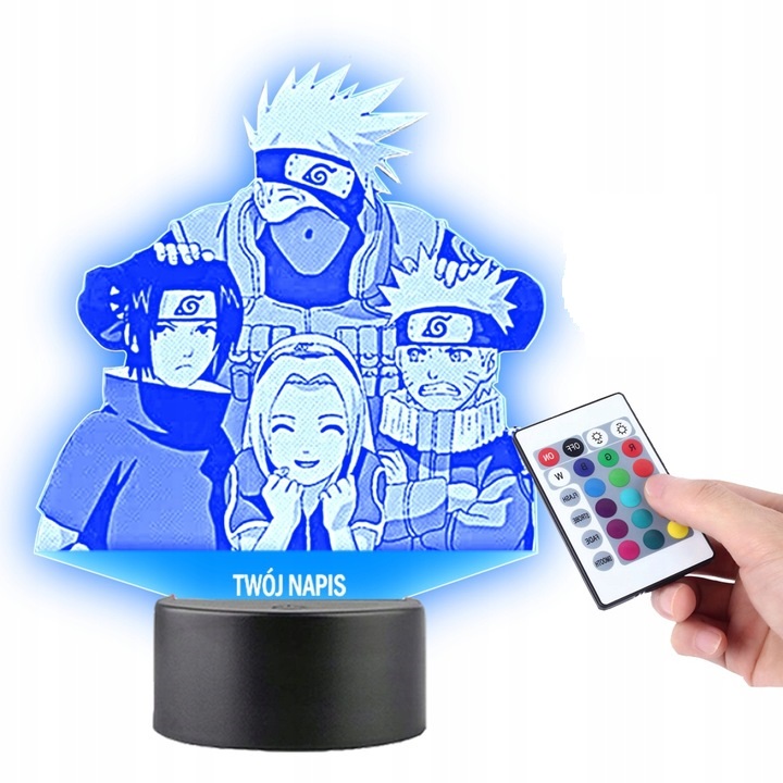 LAMPKA na SZKLE Naruto Postacie 3D LED RGB + PILOT 16 KOLORÓW ...