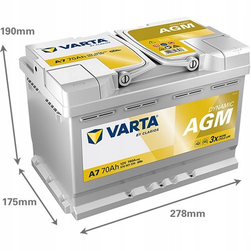 Varta 12v 70 Ah Agm - Niska cena na Allegro