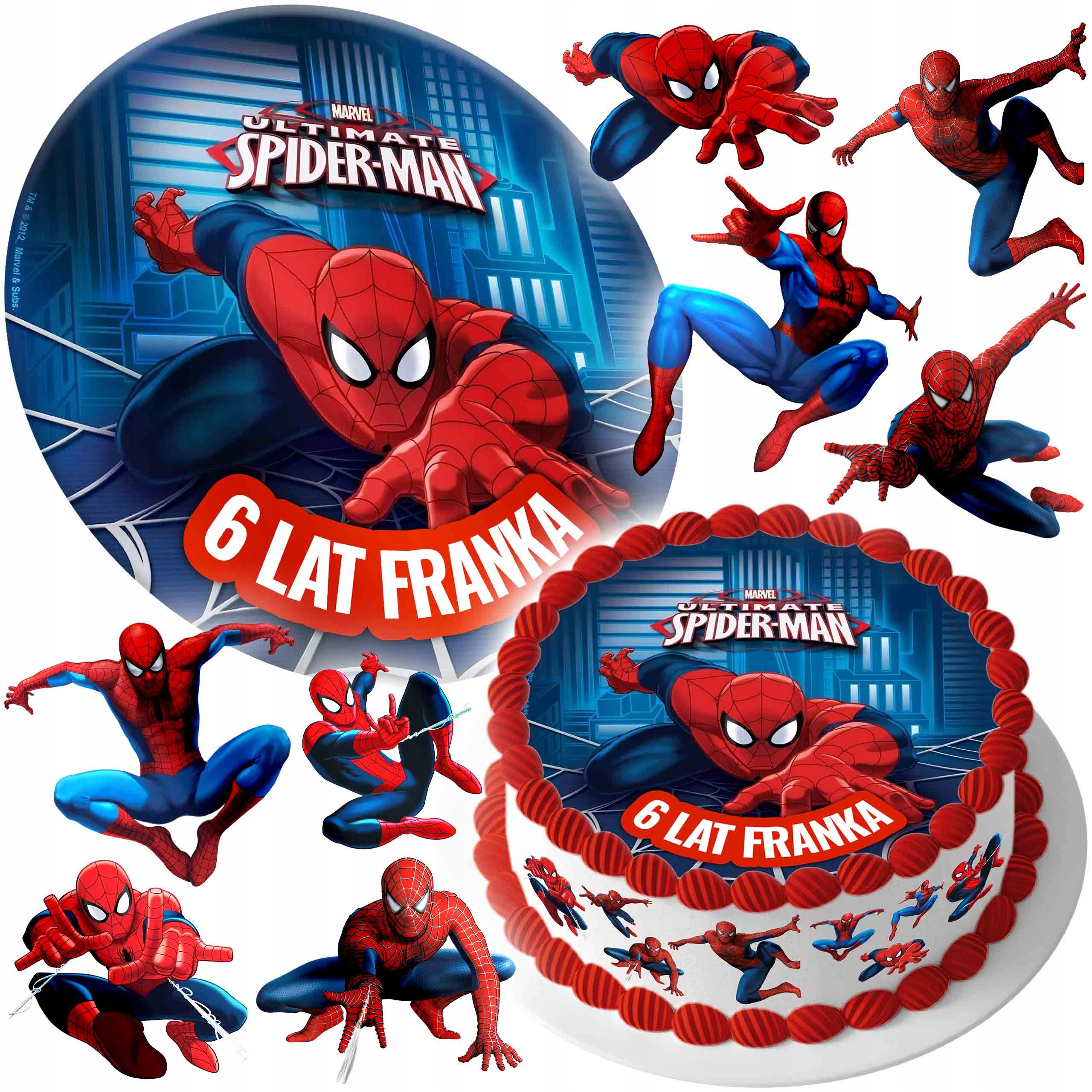 MEGA ZESTAW OPŁATEK NA TORT SPIDER-MAN SPIDER MAN + 8szt POSTACI ...