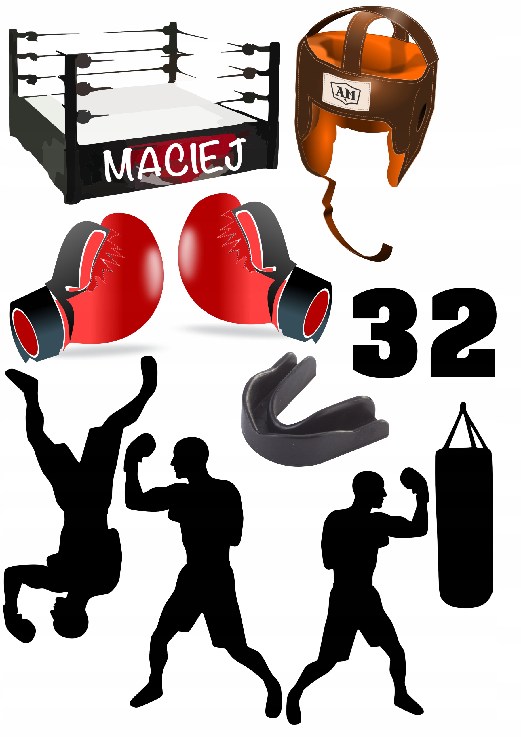 OPŁATEK NA TORT URODZINOWY BOKSER BOKS WALKA SPORT RING SPARING A4 ...