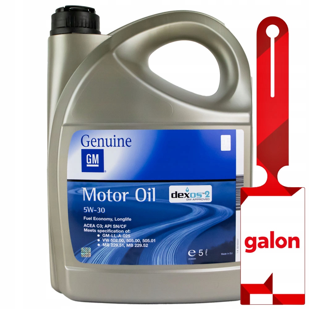 GM Genuine Motor Oil Dexos2 5w30 5L - oryginalny olej silnikowy OEM ...