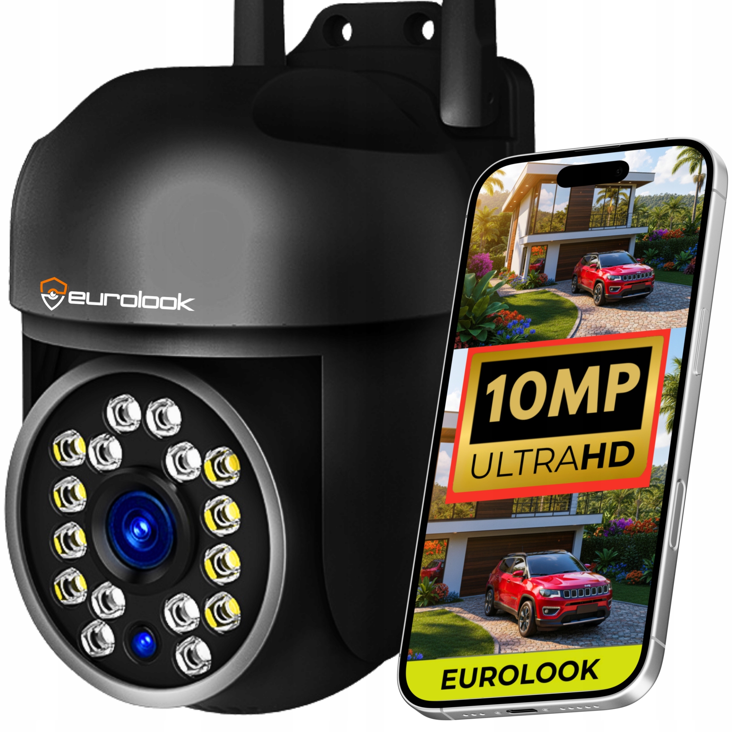 ZEWNĘTRZNA KAMERA IP WIFI OBROTOWA 10MP 4K ULTRA HD MIKROFON ŚLEDZENIE ...