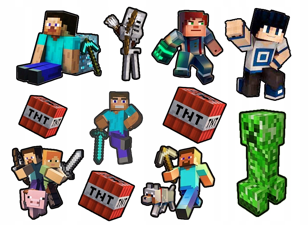 Opłatek na tort MINECRAFT postacie - WYCIĘTE (5905215709098) • Cena ...
