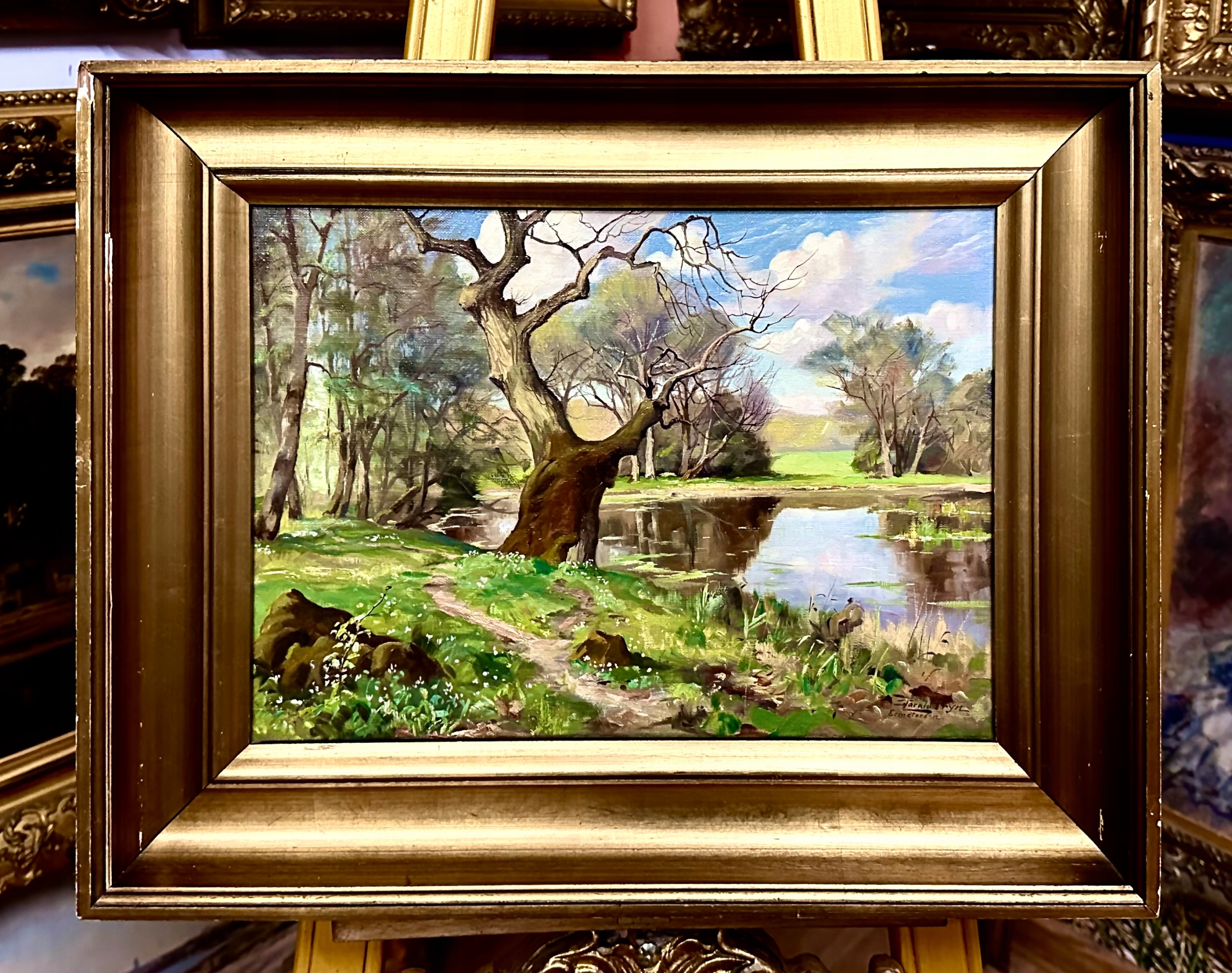 Harald Julius Niels PRYN (1891-1968) WIOSENNY WIDOK NA STAW CENNY OBRAZ • Cena, Opinie • Pejzaż ...