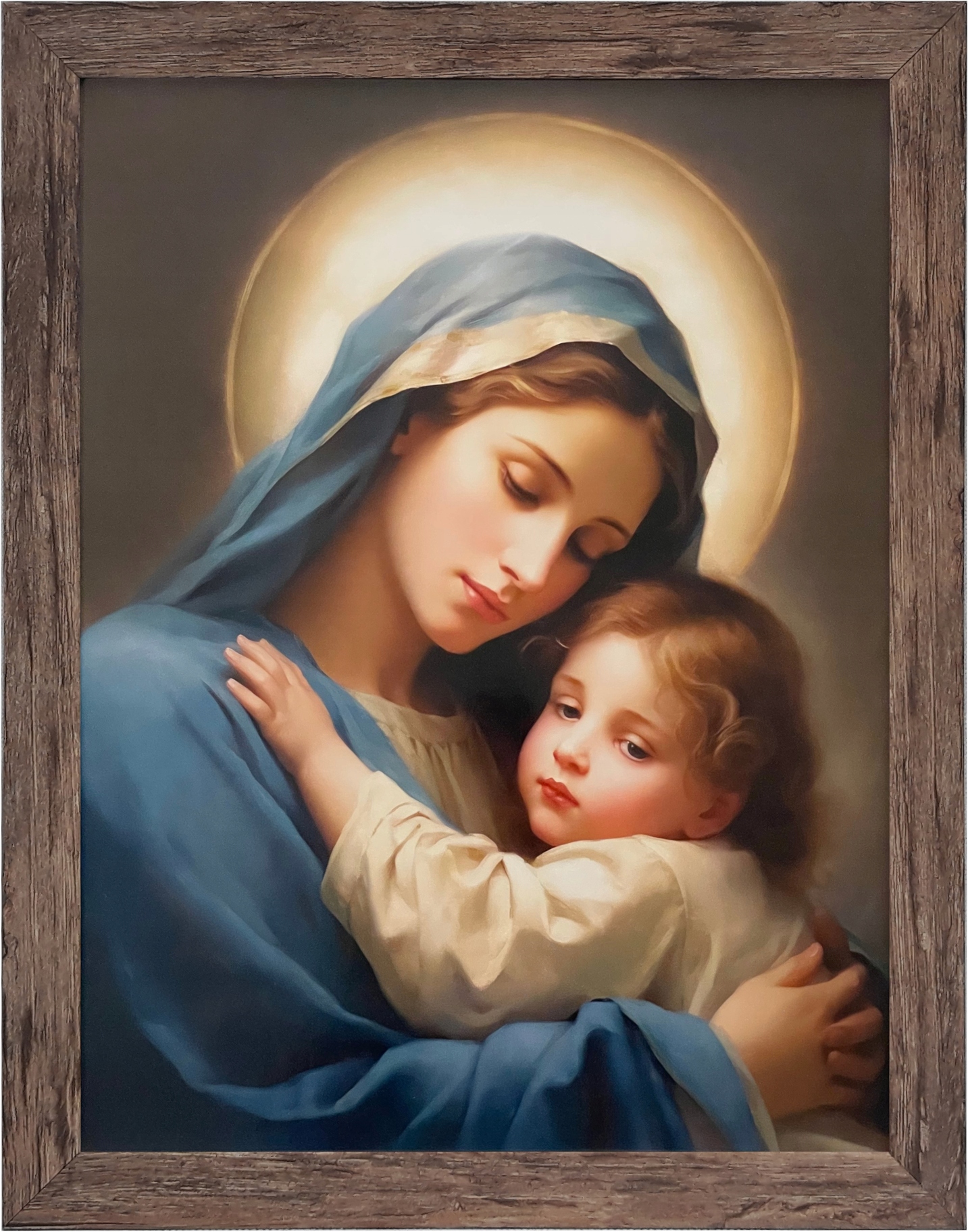 OBRAZ 45x35 MARYJA MATKA BOŻA Z DZIECIĄTKIEM JEZUS DĘBOWA RAMA • Cena ...