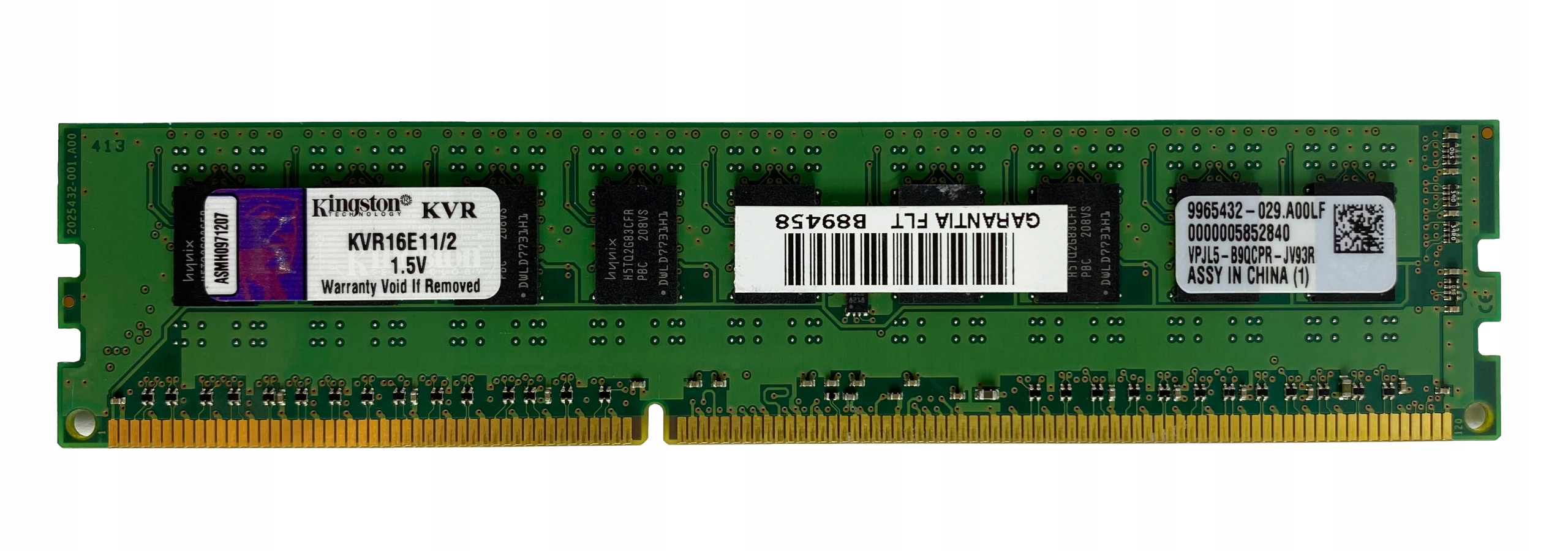 Kingston 2GB 1Rx8 256M x 72-Bit PC3-12800 KVR16E11/2 CL11 ECC 240-Pin ...