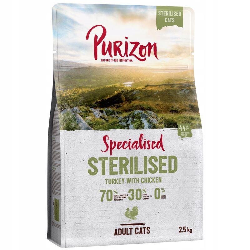 Purizon Sterilised Adult dla Kota Indyk i Kurczak 2.5kg–Bez Zbóż ...