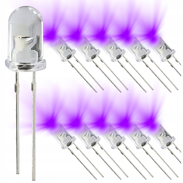 DIODY LED 12V 5mm UV bezpośrednio pod 12V BEZ REZYSTORA! x10 - Sklep ...