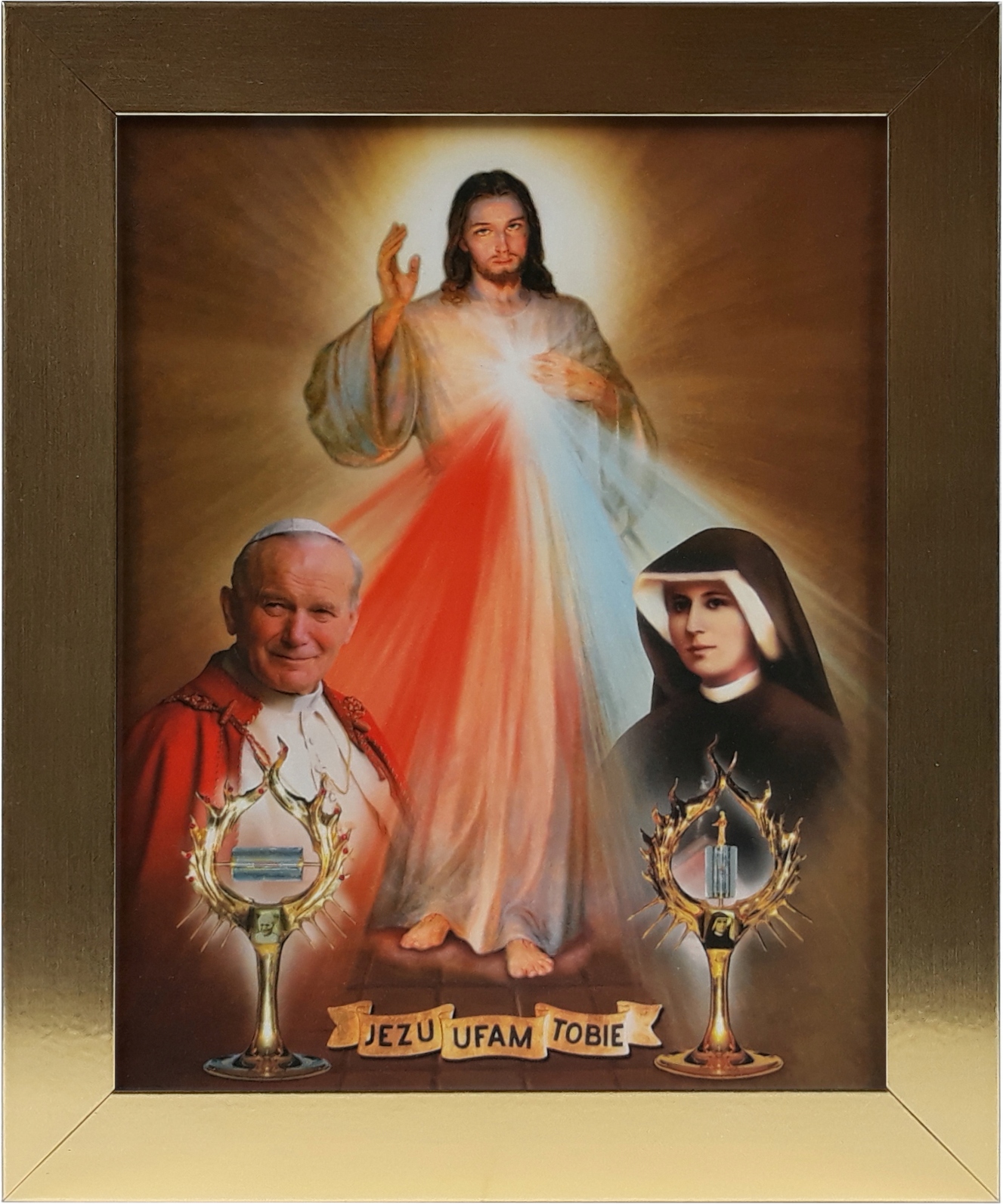 OBRAZ 30x25 JEZUS JEZU UFAM TOBIE ZŁOTA RAMA • Cena, Opinie • Obrazy 12045679180 • Allegro