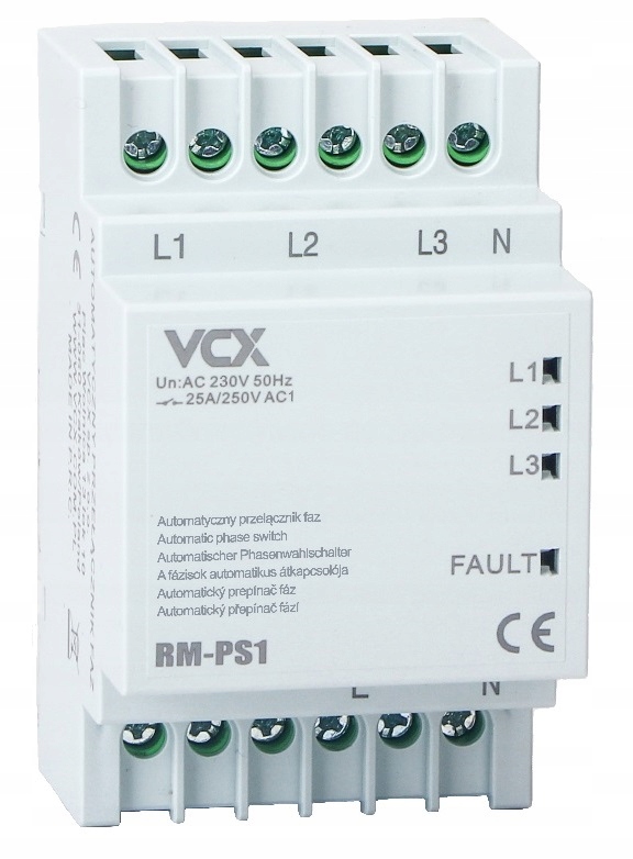 VCX Automatyczny przełącznik faz 3x230V+N RM-PS1 (5901122689928) • Cena ...