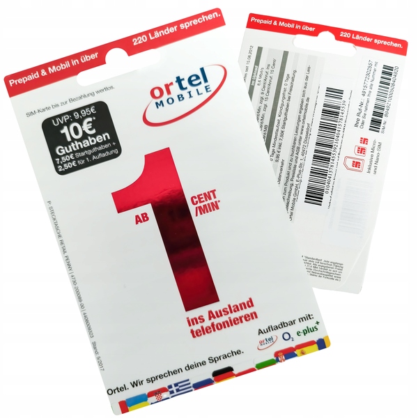 Karta SIM Ortel DE Niemcy - Sklep, Opinie, Cena w Allegro