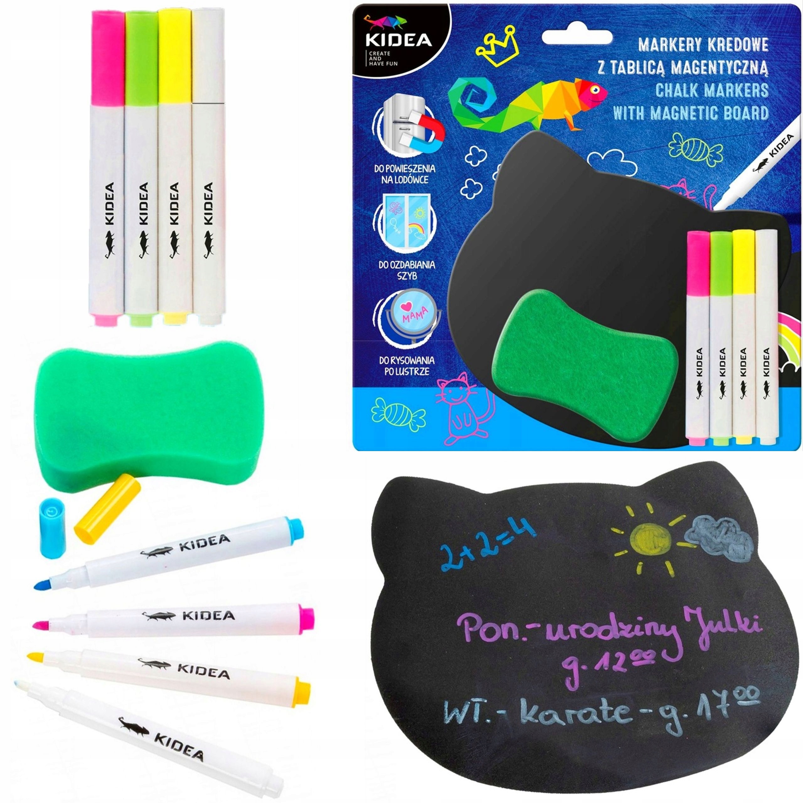 FLAMASTRY MARKERY KREDOWE KIDEA Z TABLICĄ MAGNETYCZNĄ DO NOTATEK NA LODÓWKĘ 14551602011 - Allegro.pl