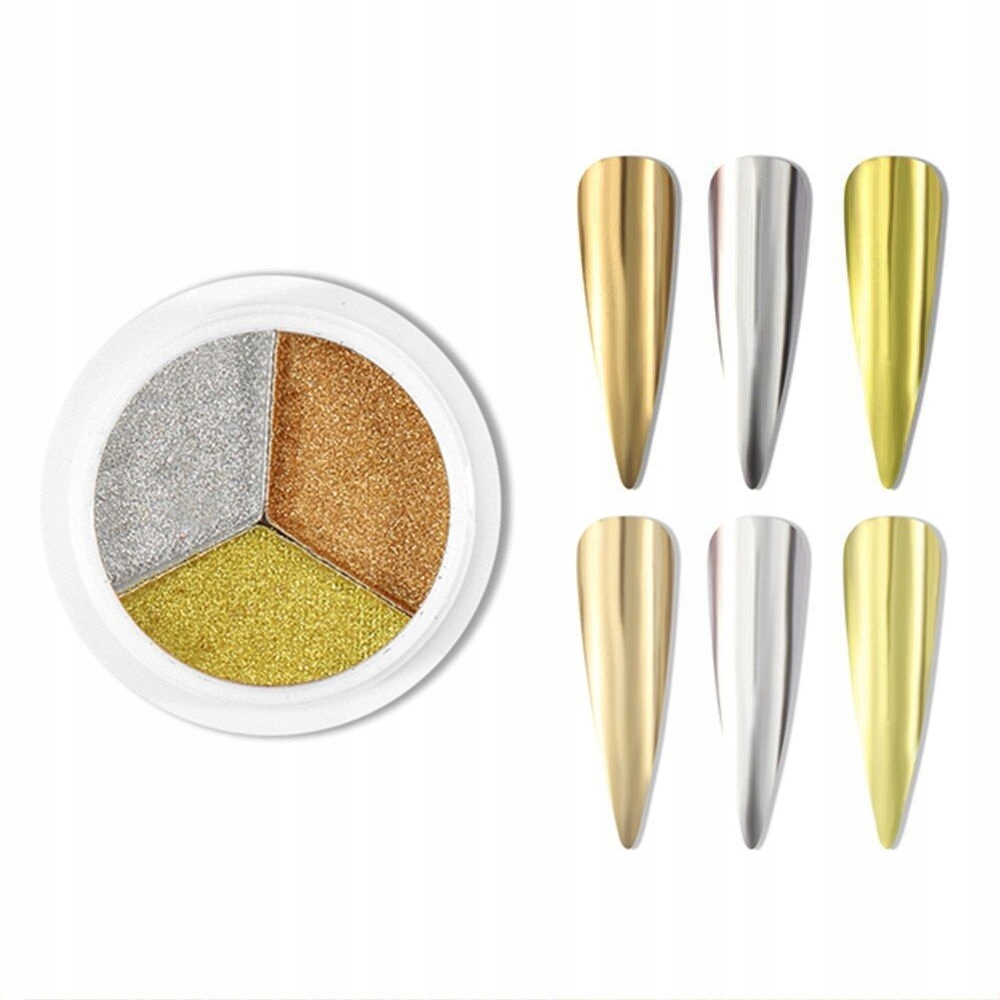 3 kolory PYŁEK Lustro Mirror Chrom 3w1 + aplikator nr 4 (5904865412709 ...
