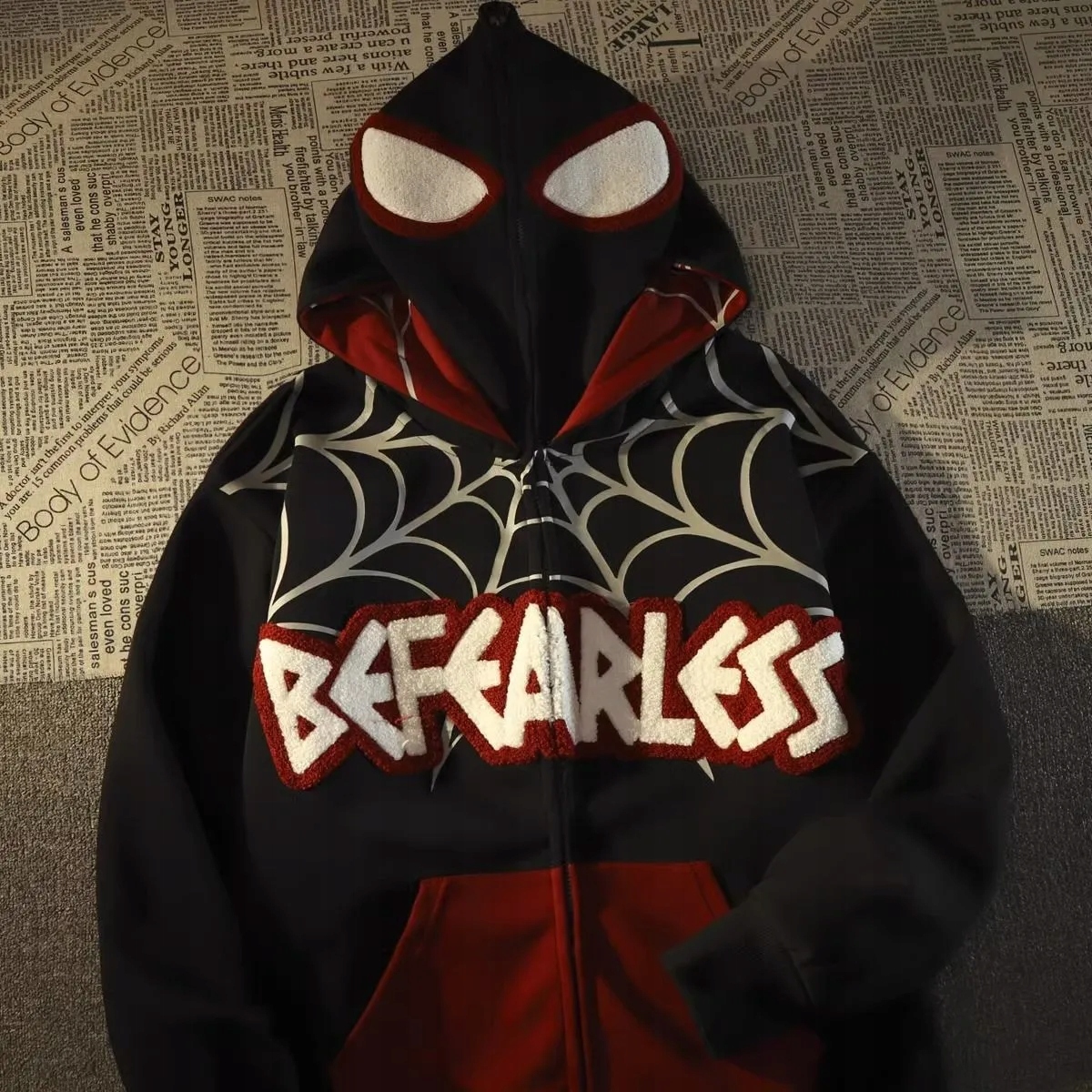 Y2k American High Street Spider Man Double Hat Zip 14419970763 - Allegro.pl