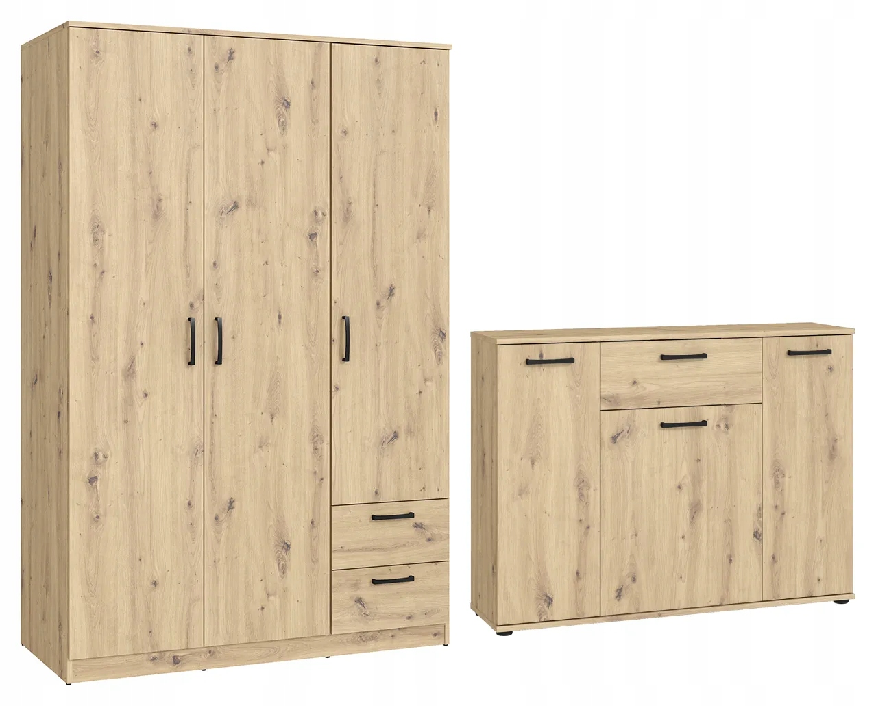 Funkcjonalny zestaw Szafa + Komoda NIKO 4 dąb artisan FORTE • Cena ...