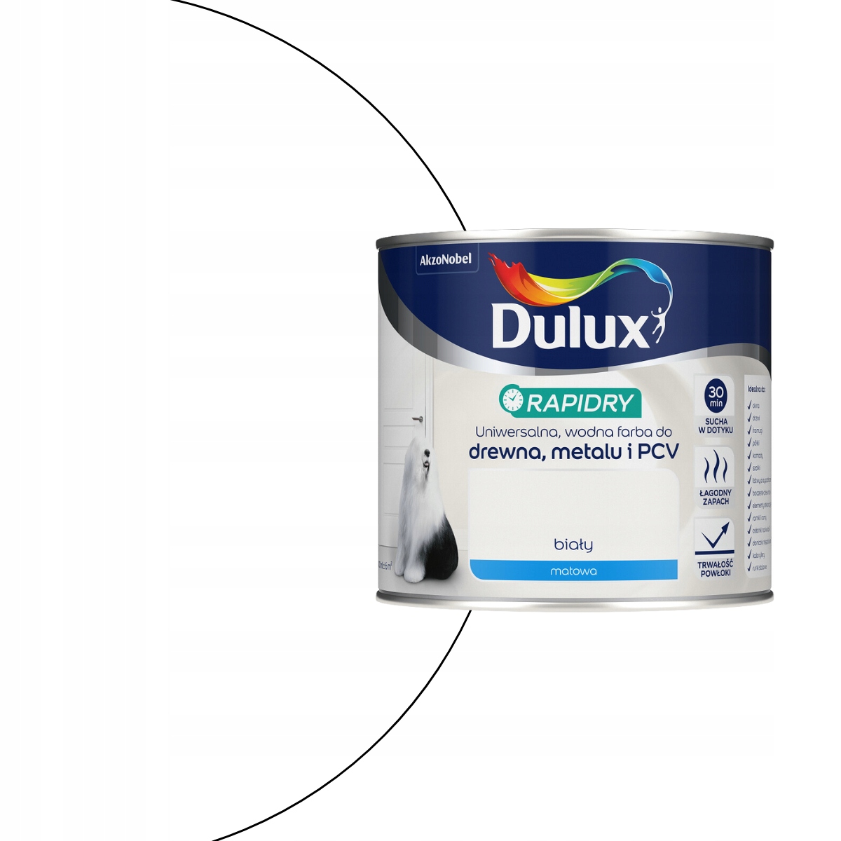 Dulux Rapidry farba akrylowa do drewna, metalu i PCV biały matowy 0,4L ...