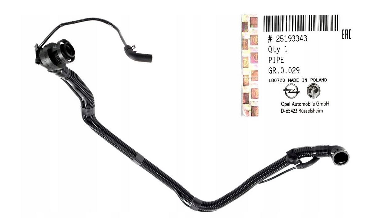 25193343 - ВАКУУМНЫЙ ШЛАНГ ODM OPEL ASTRA J 1.4 TURBO купить на Avtoex ...