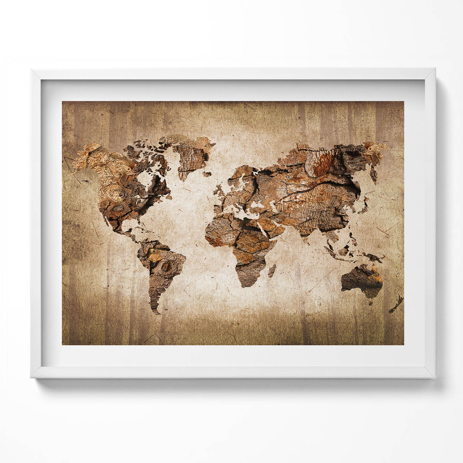 Dekorativní nástěnný obraz v rámu s grafikou Mapa světa ze dřeva 80x60 cm za 1499.00CZK - Allegro