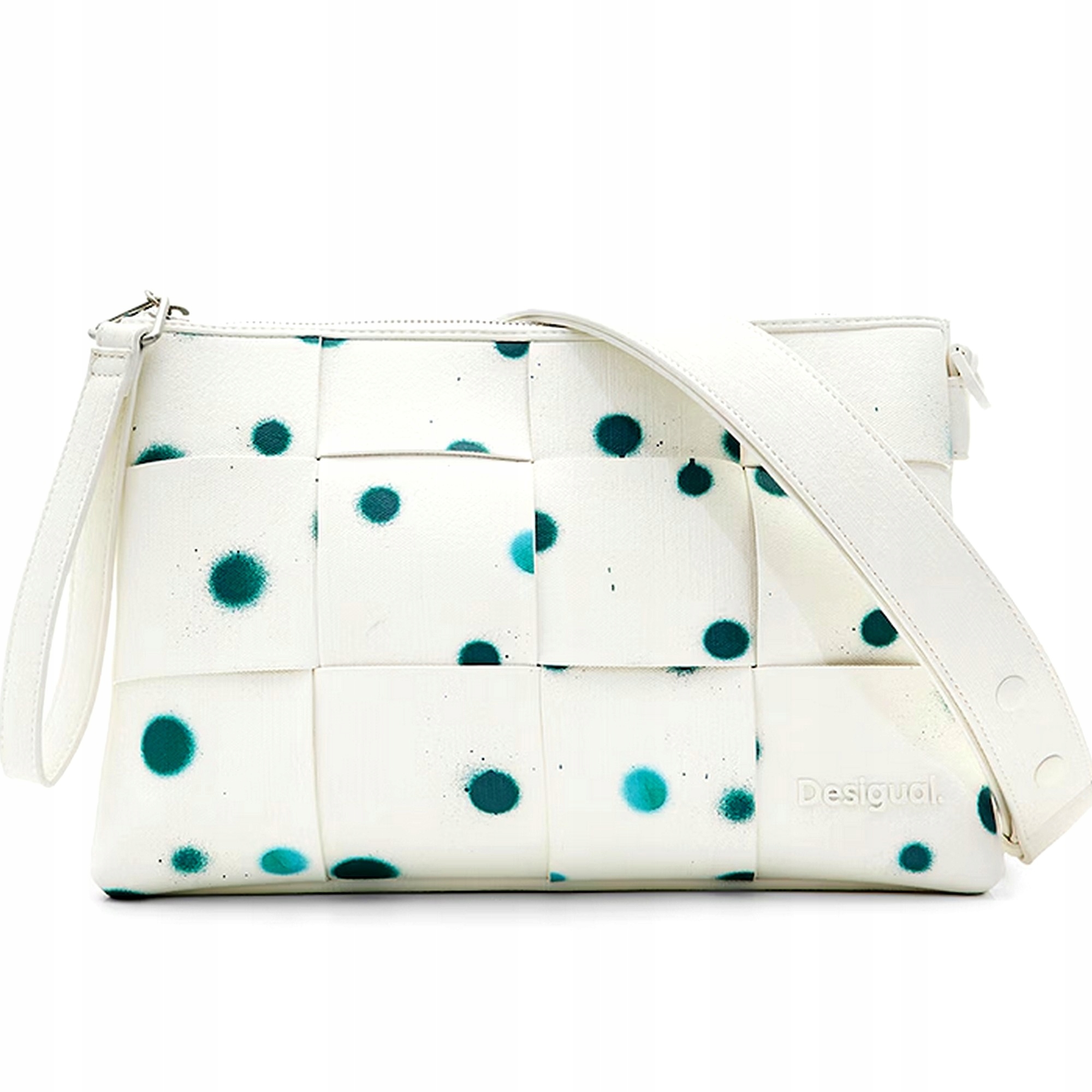 Desigual torebka NEW SPLATTER BIEL kropki 2 paski (8445110515266 ...