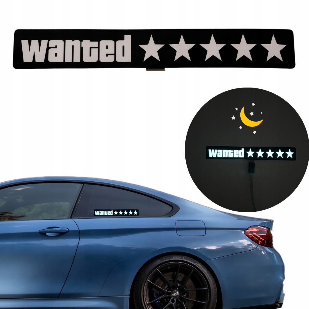 Naklejka LED WANTED Elektryczna Biała, Panel na szybę samochodu ...