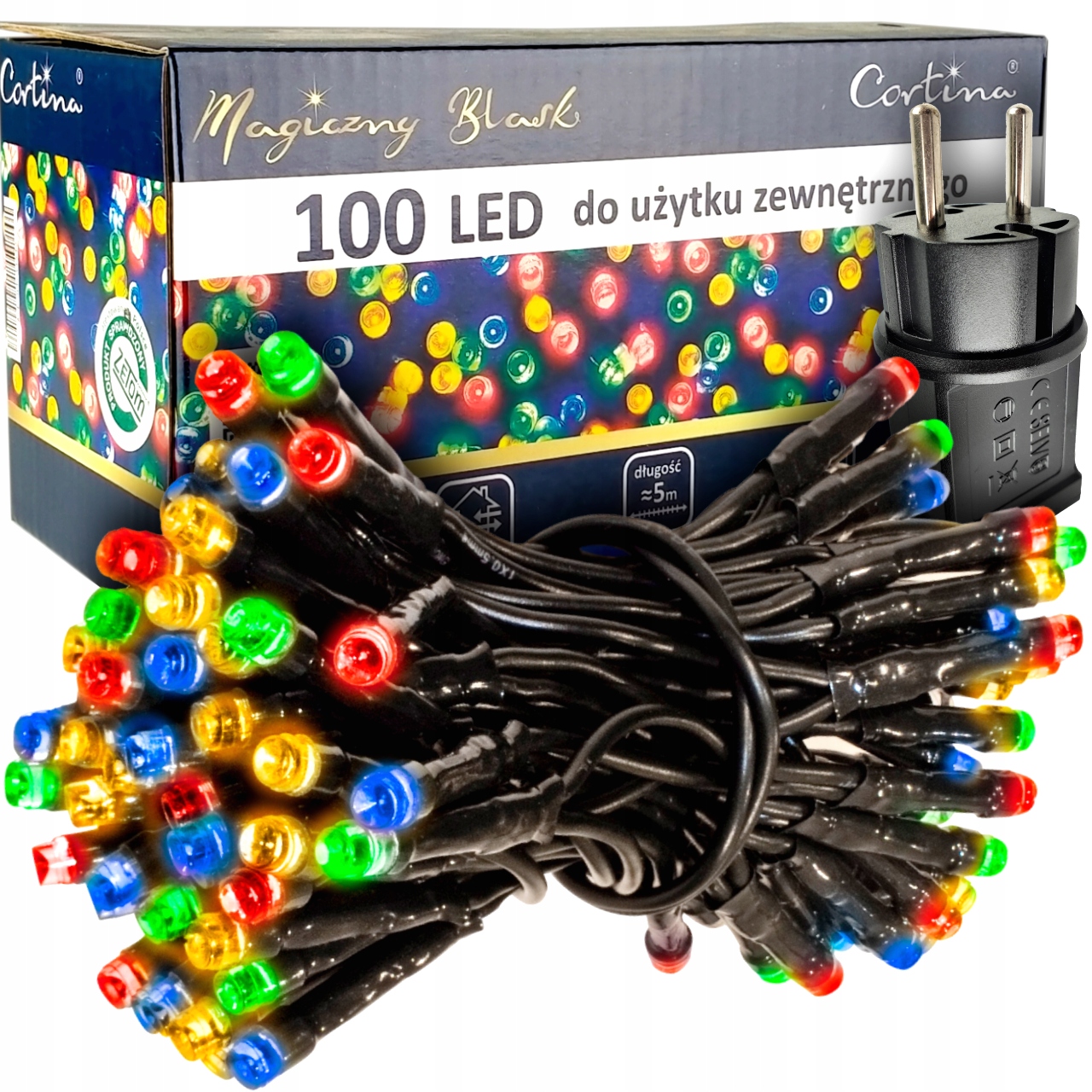 LAMPKI CHOINKOWE 100 LED IP44 świąteczne transformator ŚWIATEŁKA MULTI ...