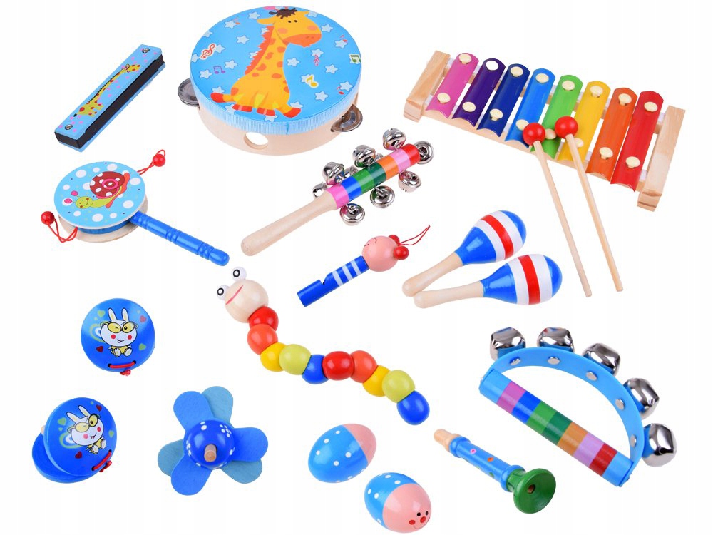 DREWNIANE INSTRUMENTY MUZYCZNE DLA DZIECI ZESTAW (8013193043640) • Cena ...