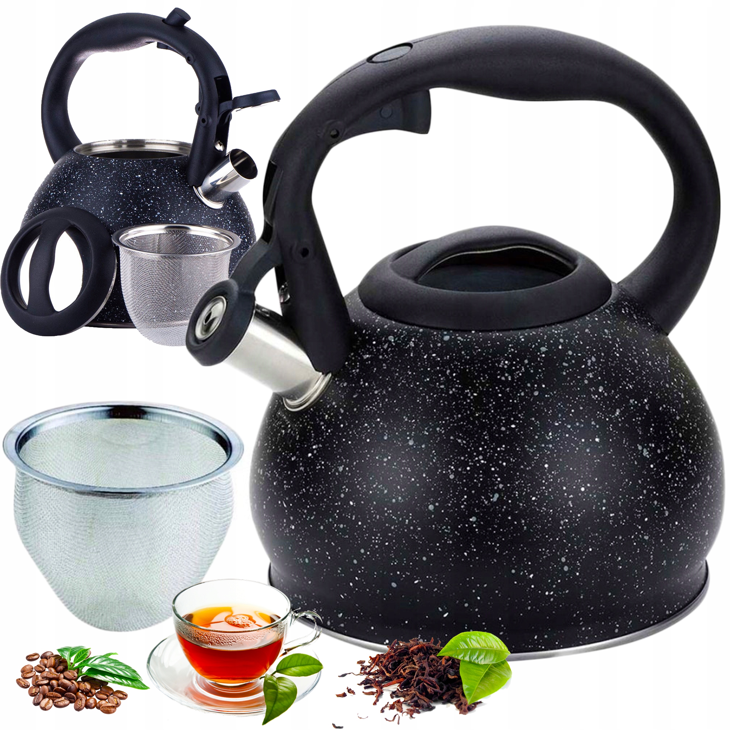 CZAJNIK NA GAZ Z GWIZDKIEM CZARNY STALOWY MAŁY 1L (CZAJNIK NA GAZ Z ...