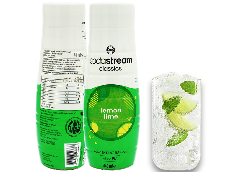 SIRUP KONCENTRÁT LEMON LIME DO SATURÁTORU SODASTREAM 9L NÁPOJE S 440ml ...