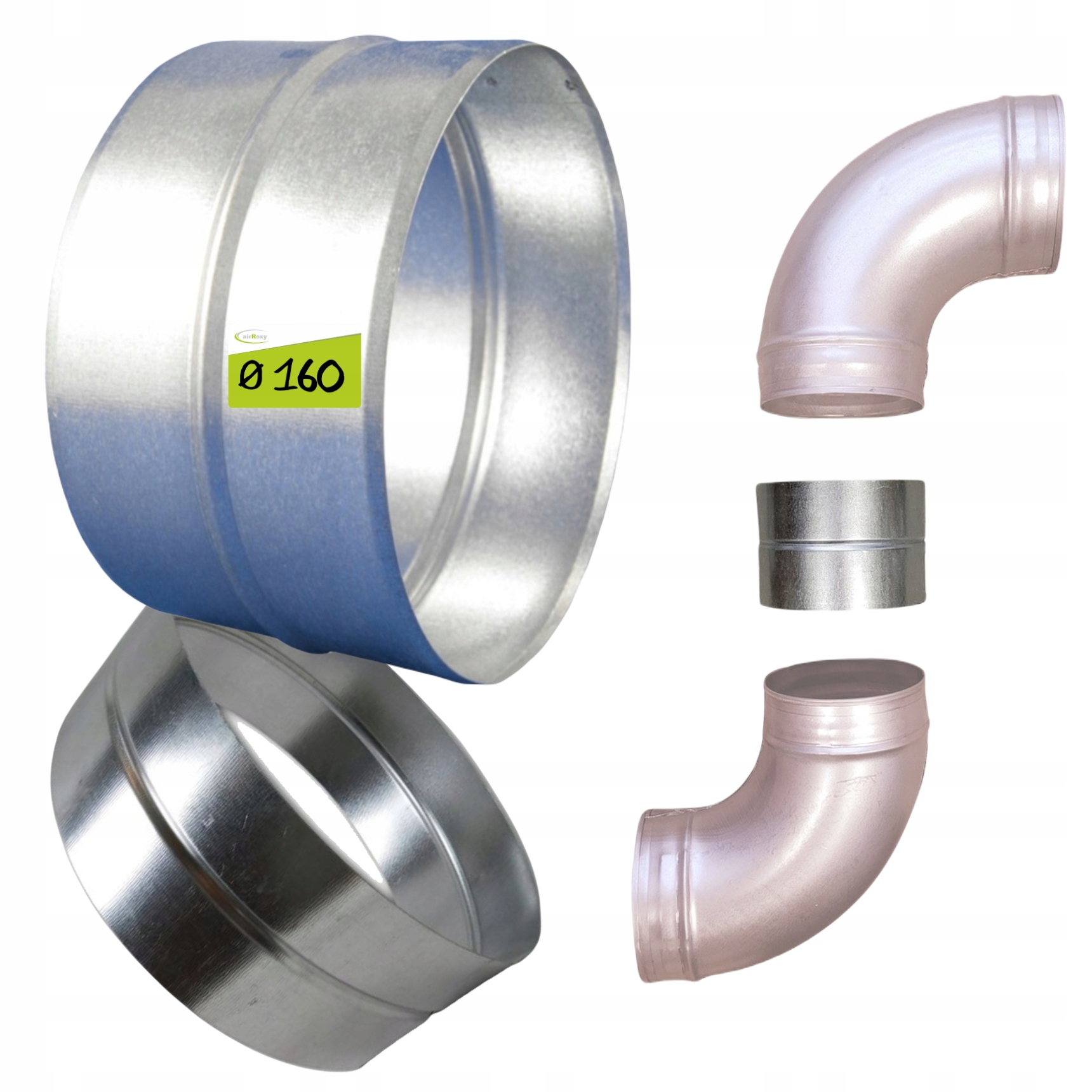 NYPEL DO RURY SPIRO fi 160 mm ŁĄCZNIK PRZEWODU WENTYLACYJNEGO ZŁĄCZKA ...