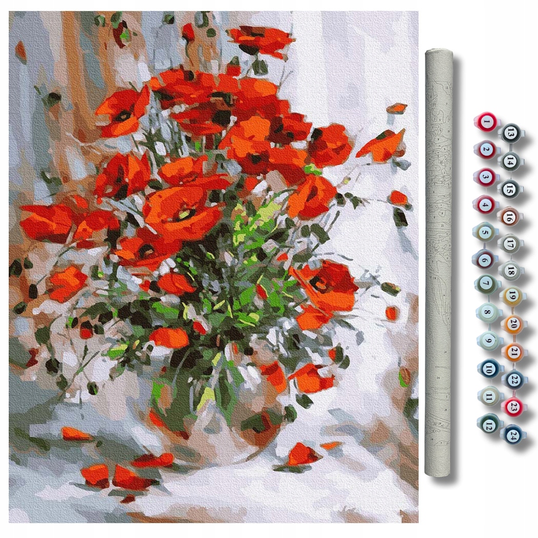 Obraz do MALOWANIA PO NUMERACH Bez Ramy KWIATY Malowanie Numerami ...