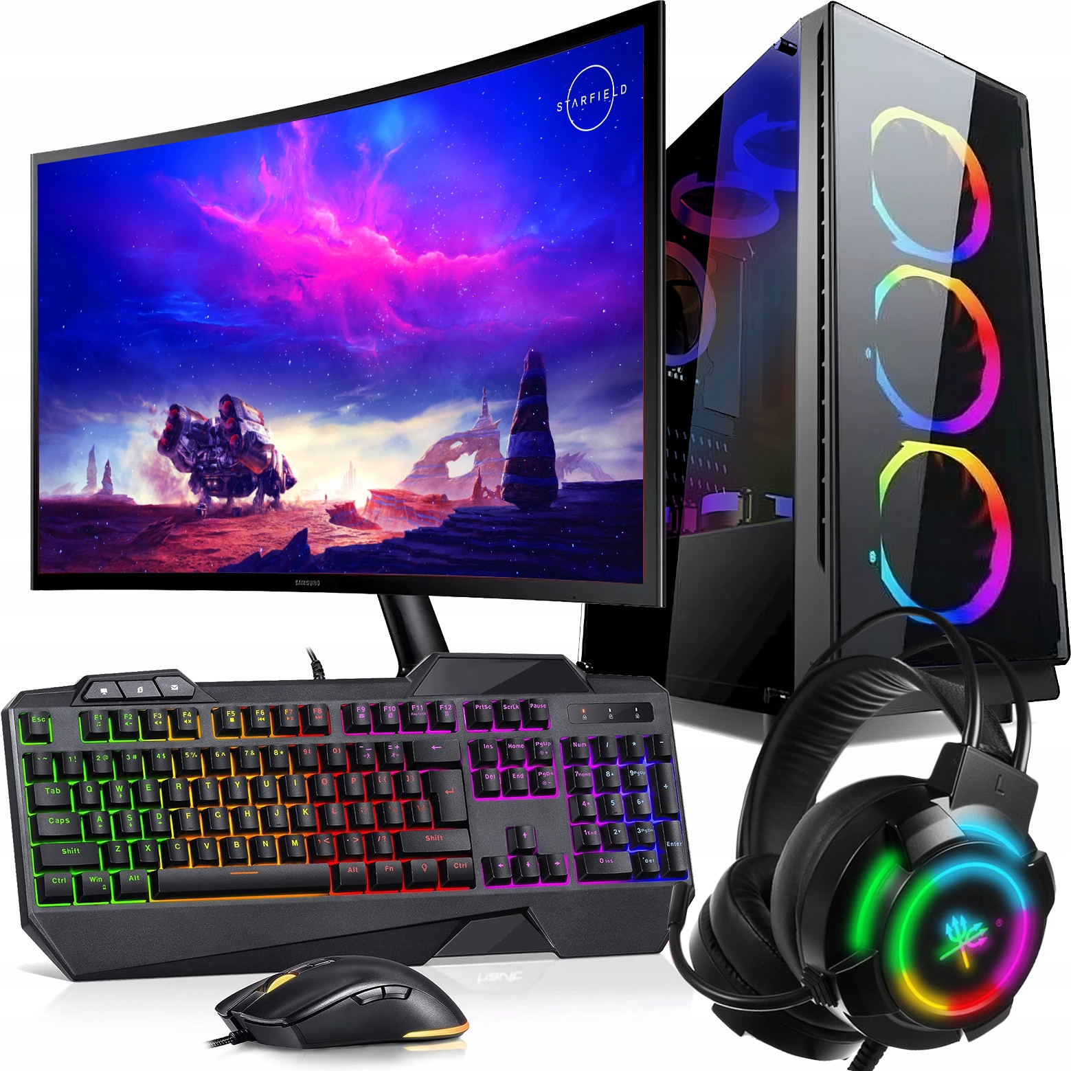 GAMINGOWY ZESTAW CORE i7 3,4GHZ 16GB 512 SSD WINDOWS 10 KOMPUTER DO ...