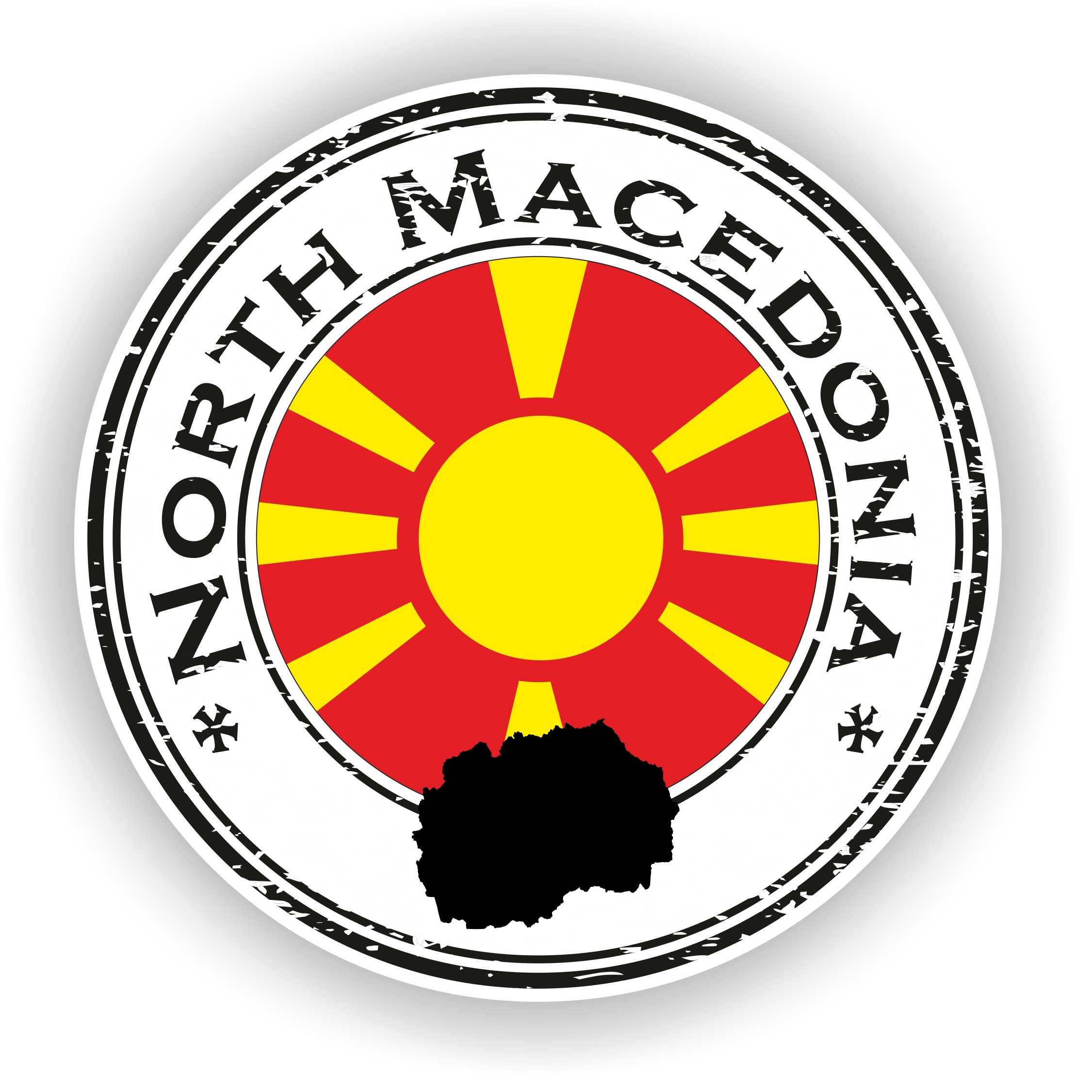 North Macedonia Sticker - Round Flag Seal - High Resolution Waterproof ...
